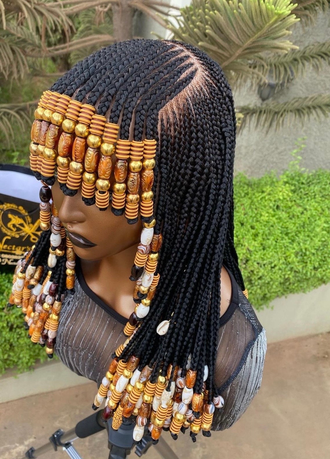 Ready to Ship Handmade Frontal Fringe Beaded Wig for Black Women, Next ...