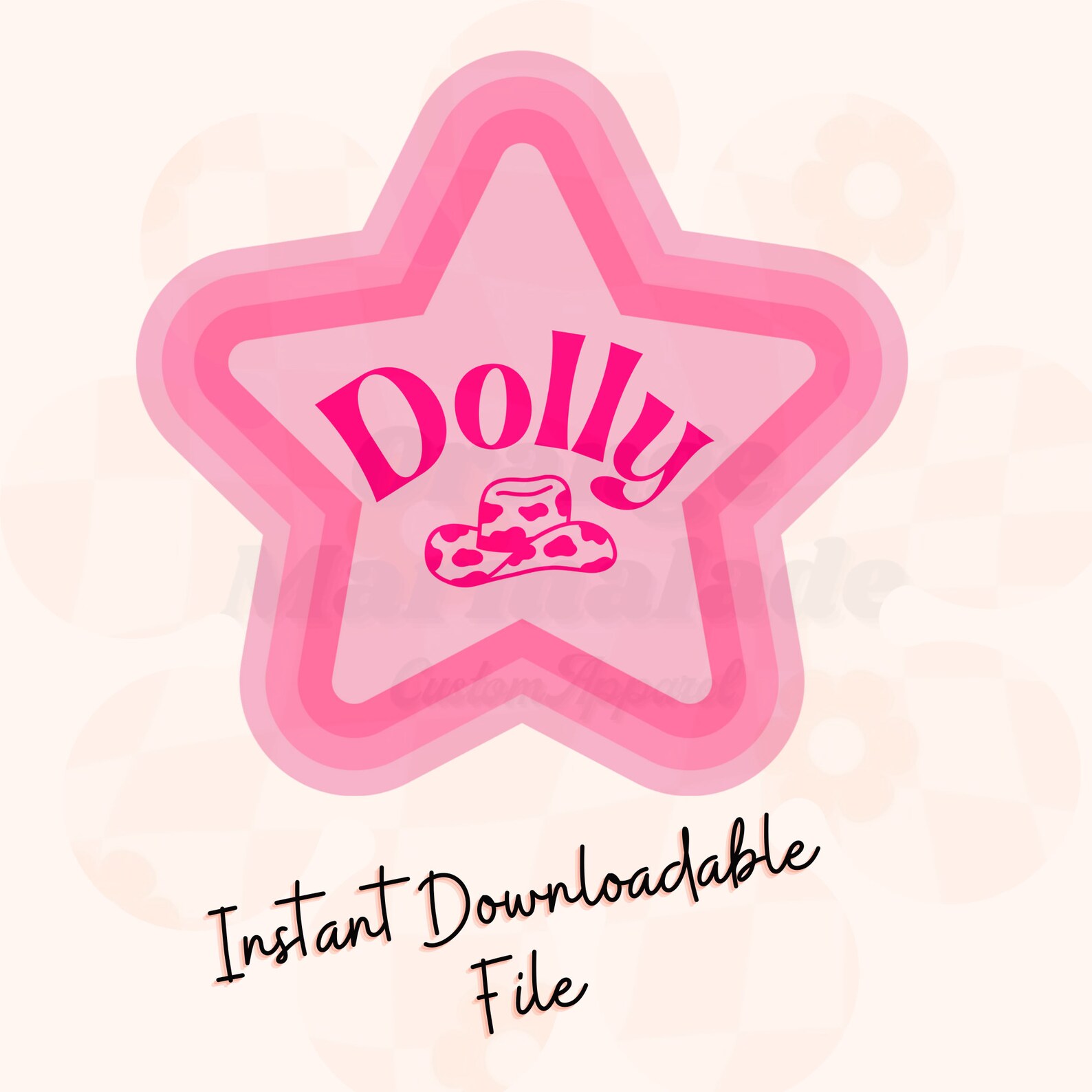 Star Dolly Hat PNG File for Sublimation, Cow Dolly Hat Png, Western Png, Pink Western Png, Pink ...
