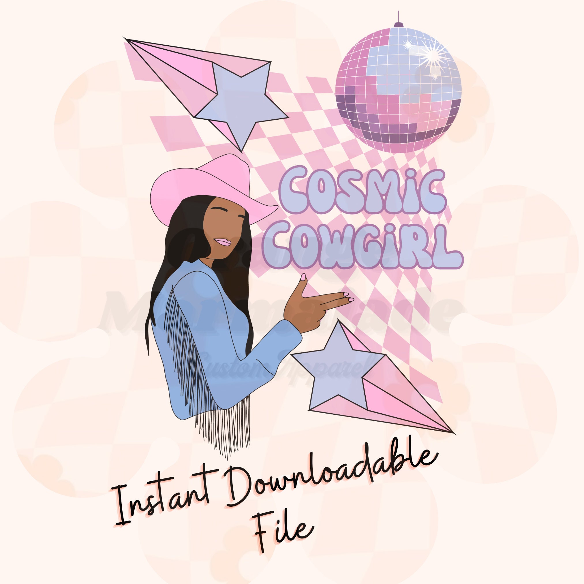 Brunette Cosmic Cowgirl PNG File for Sublimation, Western Png, Cosmic ...