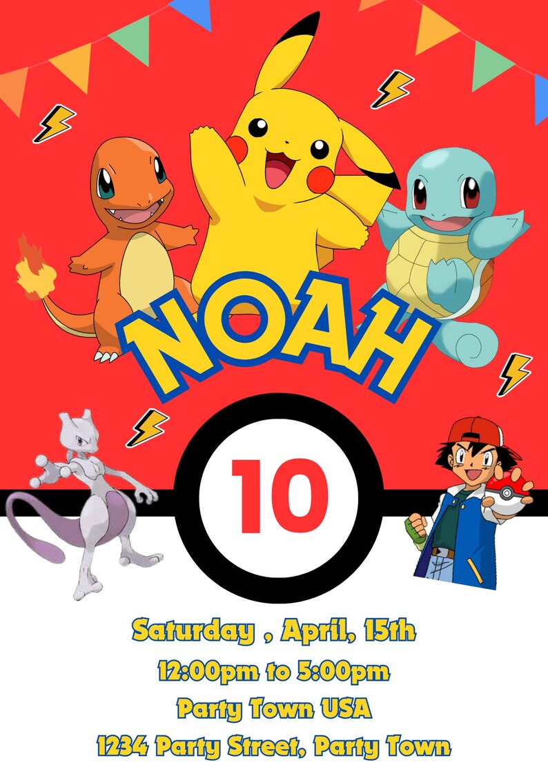 Pokemon Birthday Party Invitation, Editable Pokeball Template (digital ...