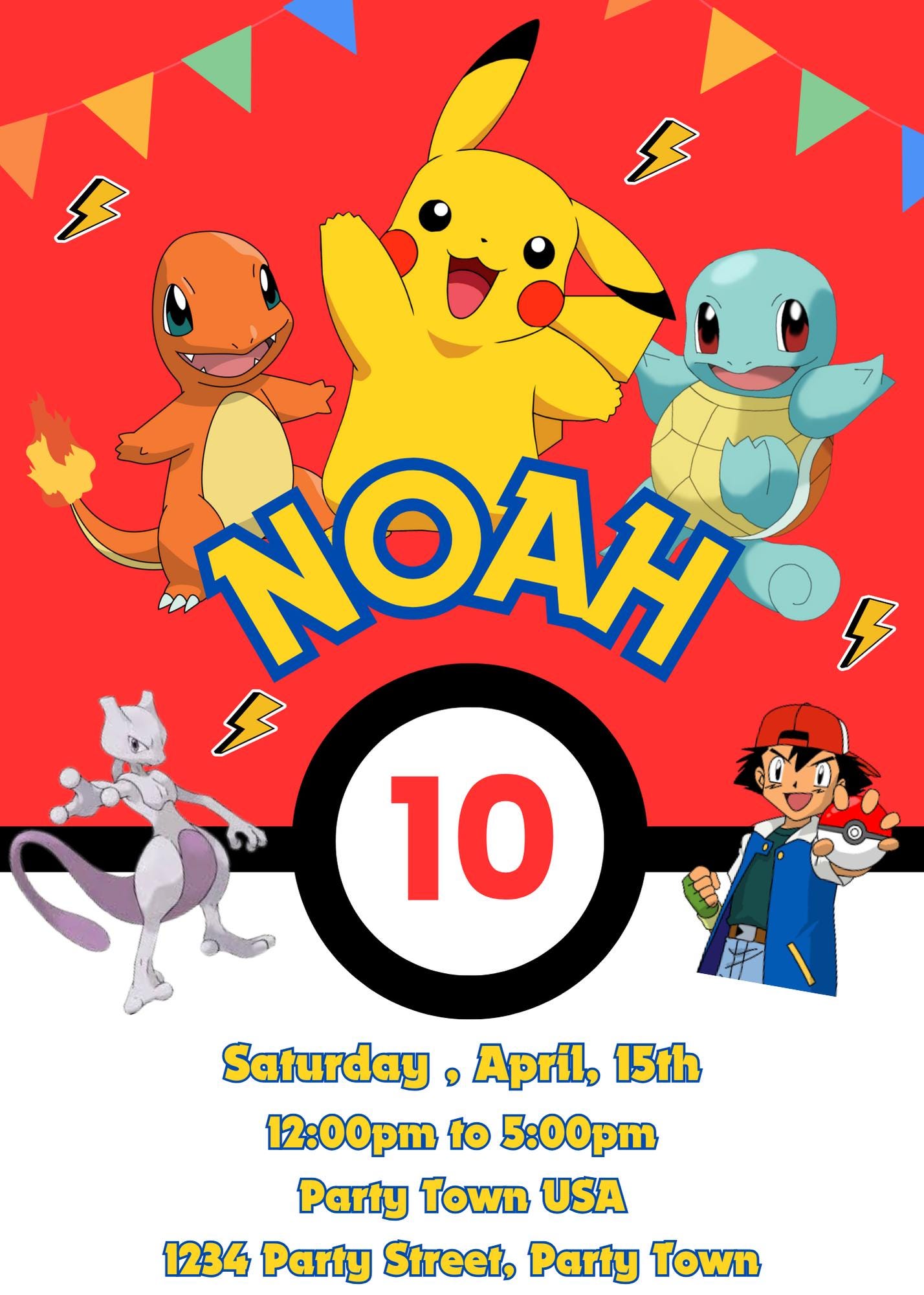Pokemon Birthday Party Invitation, Editable Pokeball Template (digital ...