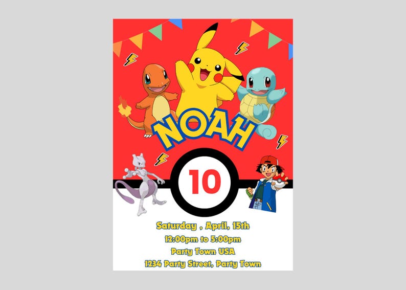 Pokemon Birthday Party Invitation, Editable Pokeball Template (digital ...