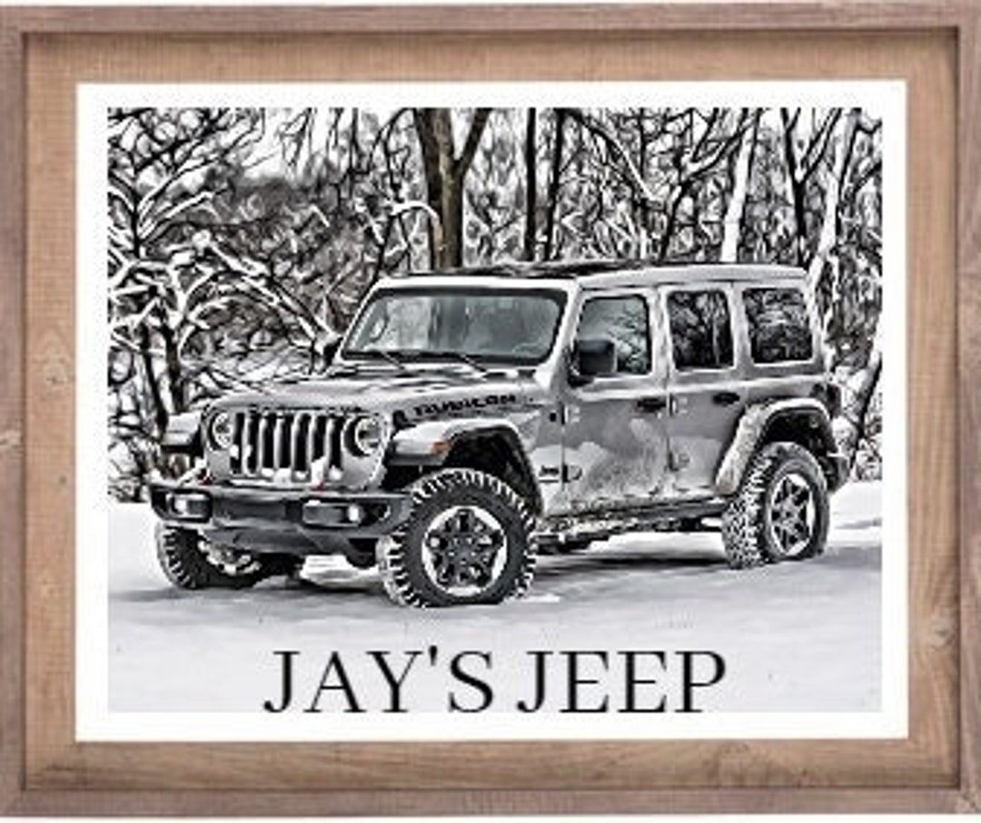 Jeep Wrangler Portrait Truck Classic Car Personalized Car Portrait ...