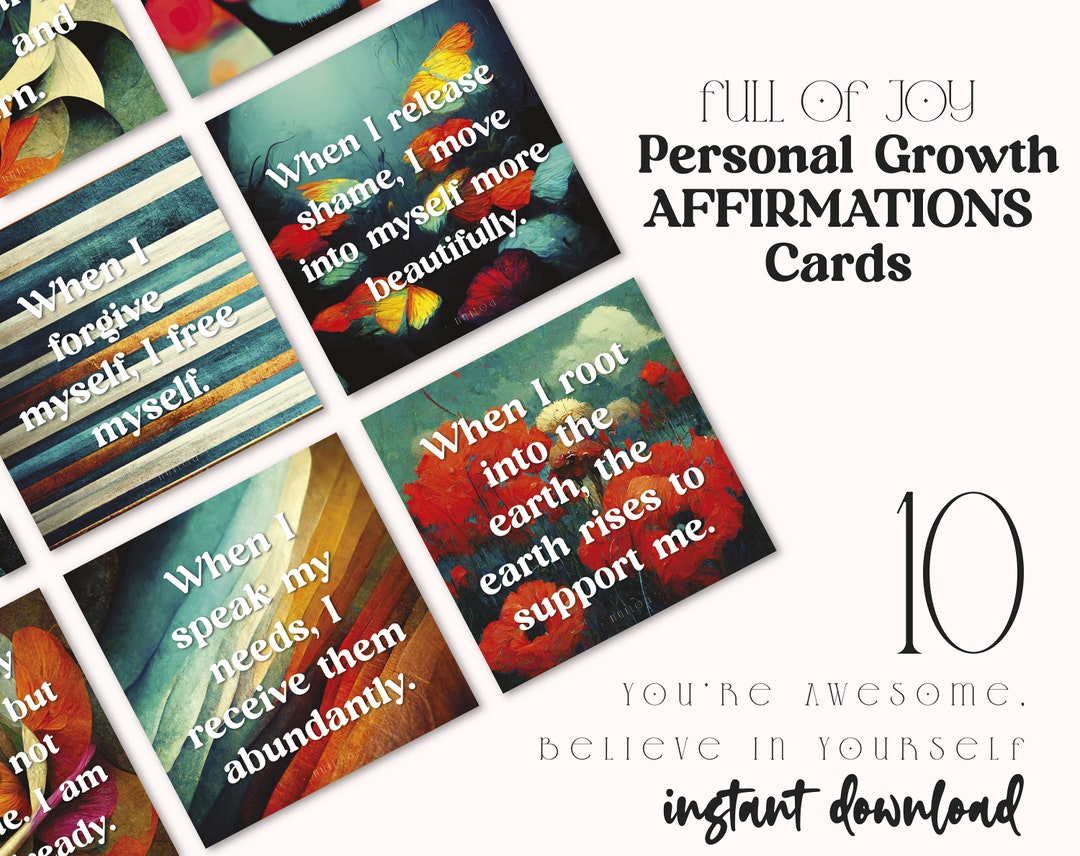 Personal Growth Affirmations Cards, Positive Quote Cards, Affirmations ...
