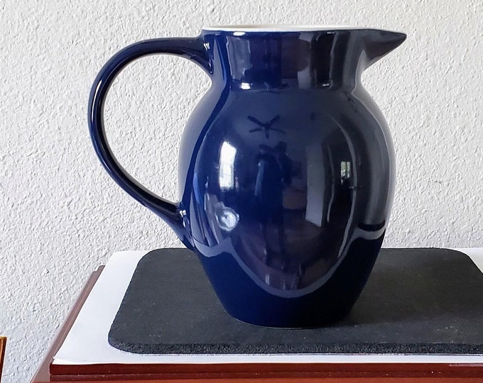 Cobalt Navy Blue Color Cast Stoneware Pitcher W/handle 6.5 Tall - Etsy
