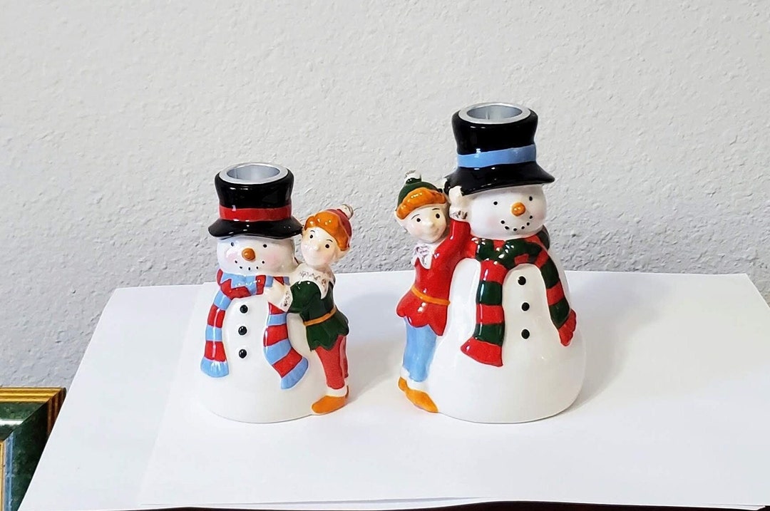 2 Once Upon A Christmas Snowman Candle Holders Kathy Ireland Home by ...