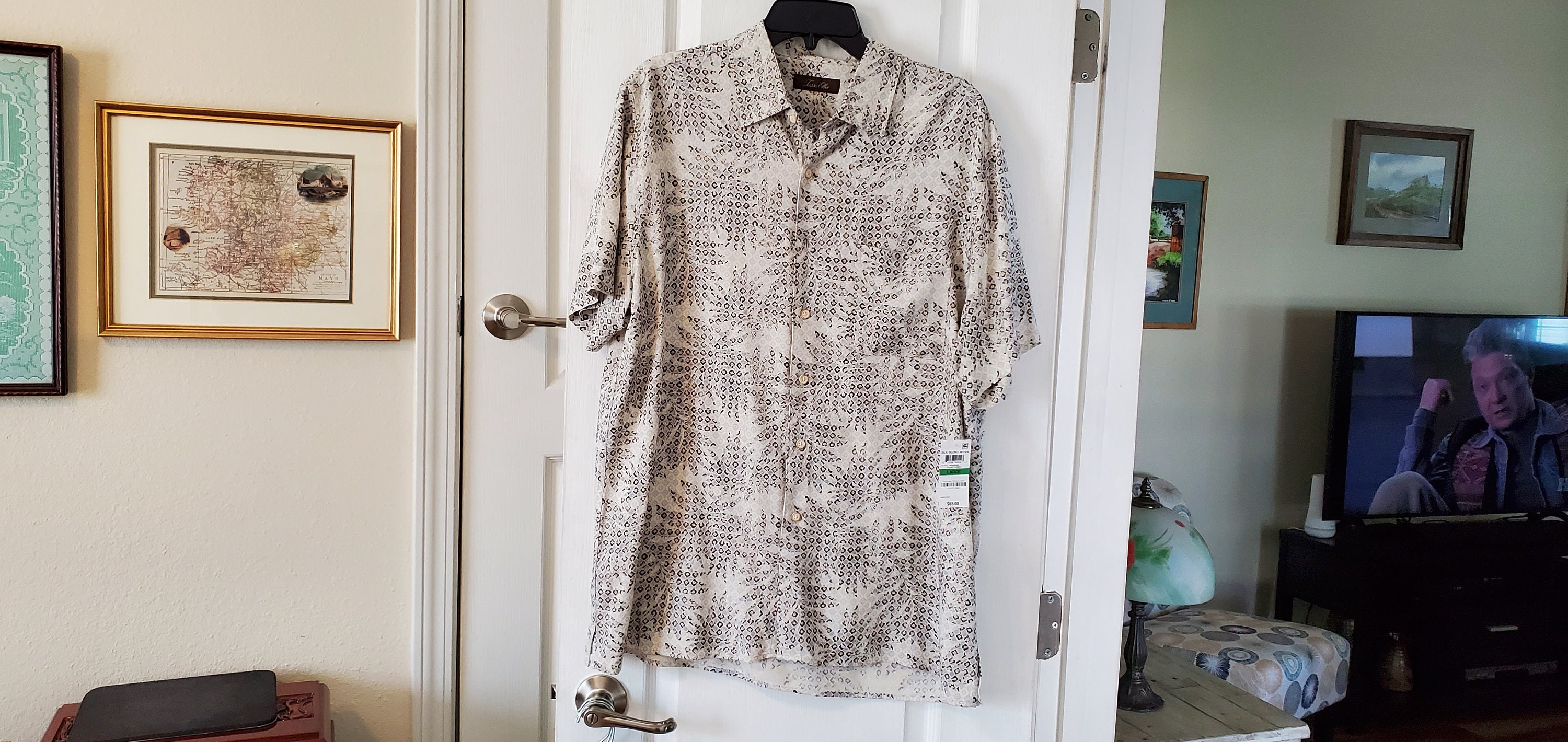 Tasso Elba Silk Blend Woven Khaki Combo Man's Large Button up Short Sleeve Shirt NWT - Etsy