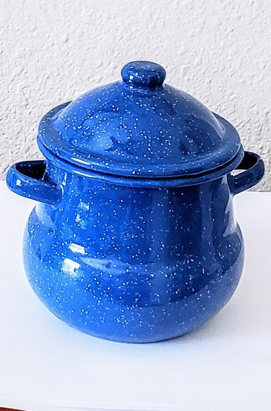 Speckled Enamelware Cobalt Blue Confetti Sugar Bowl or Pot W/lid - Etsy