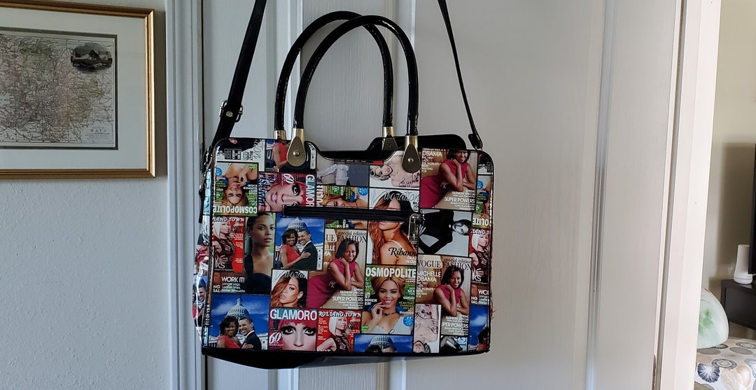Women's Handbag/shoulder Bag With Magazine Covers Collage Previously ...
