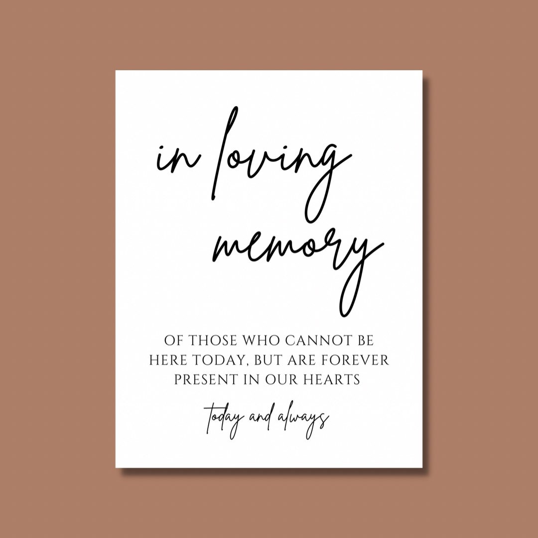 In Loving Memory Wedding Sign: Minimalist Memorial Decor (digital ...