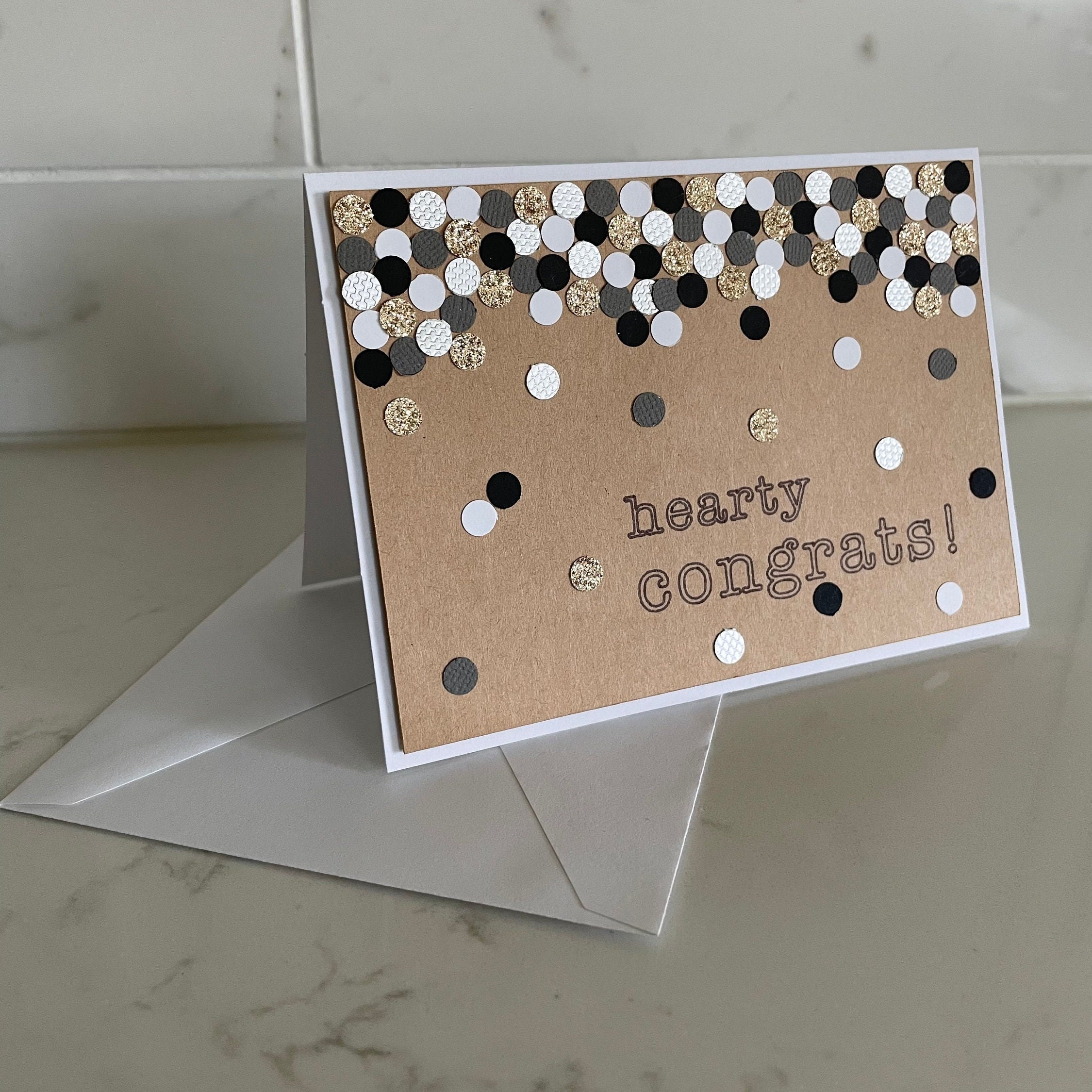Handmade Confetti Congrats Card: Kraft Cardstock - Etsy