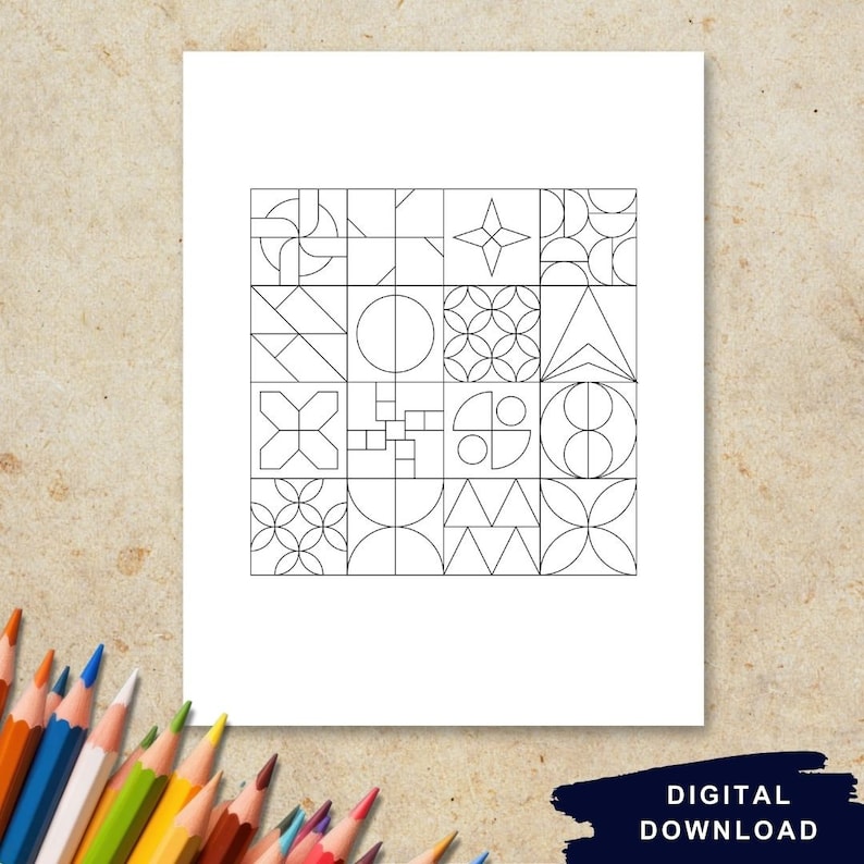 Geometric Shapes Coloring Pages for Adults, Coloring Pages for Kids ...