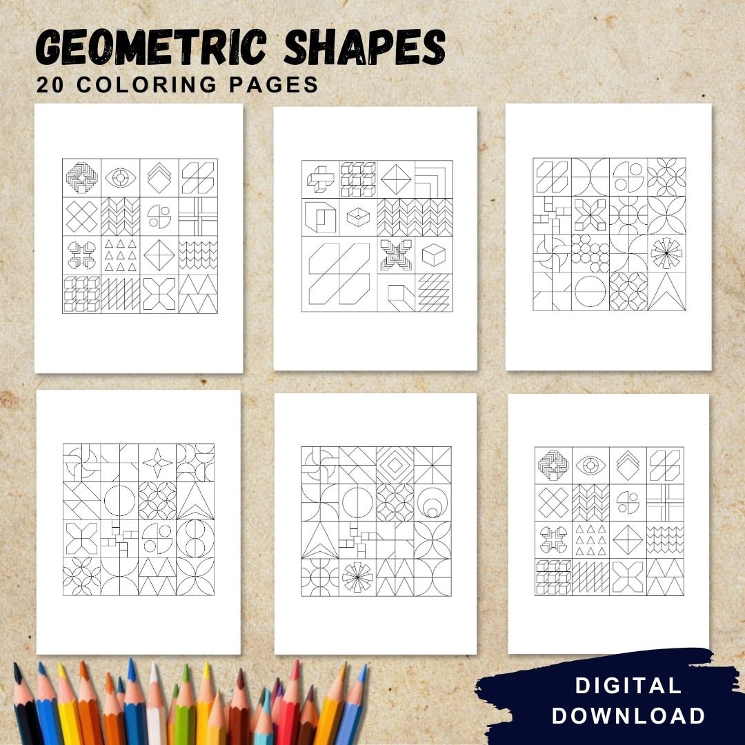 Geometric Shapes Coloring Pages for Adults, Coloring Pages for Kids ...