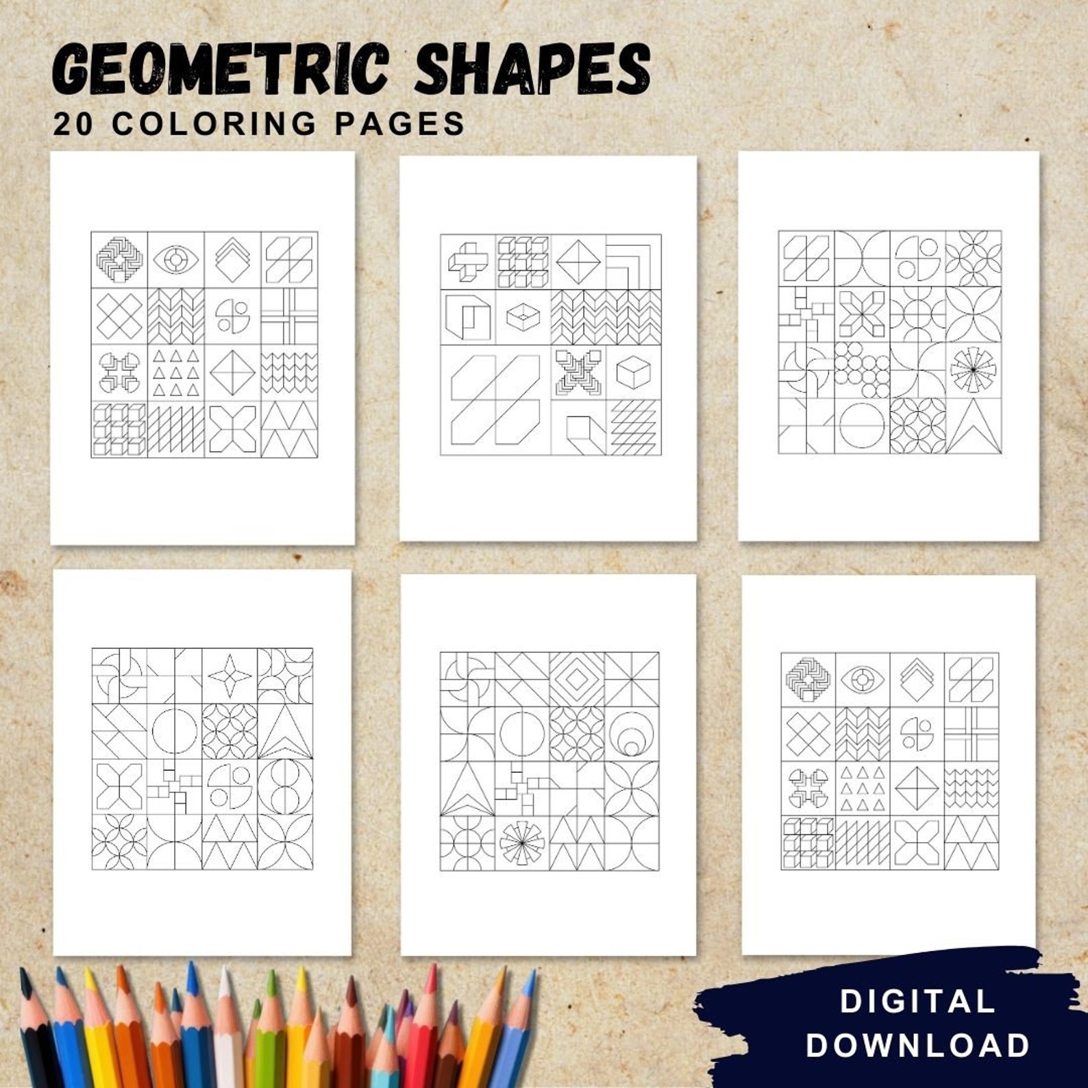 Geometric Shapes Coloring Pages for Adults, Coloring Pages for Kids ...
