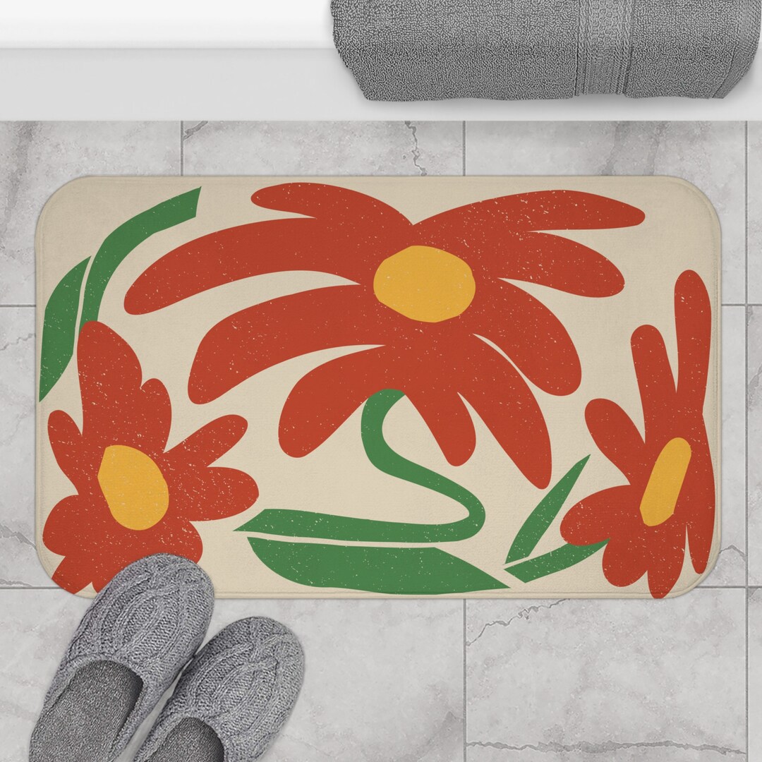 Stylized Flower Bath Mat 24x17 and 34x21 - Etsy