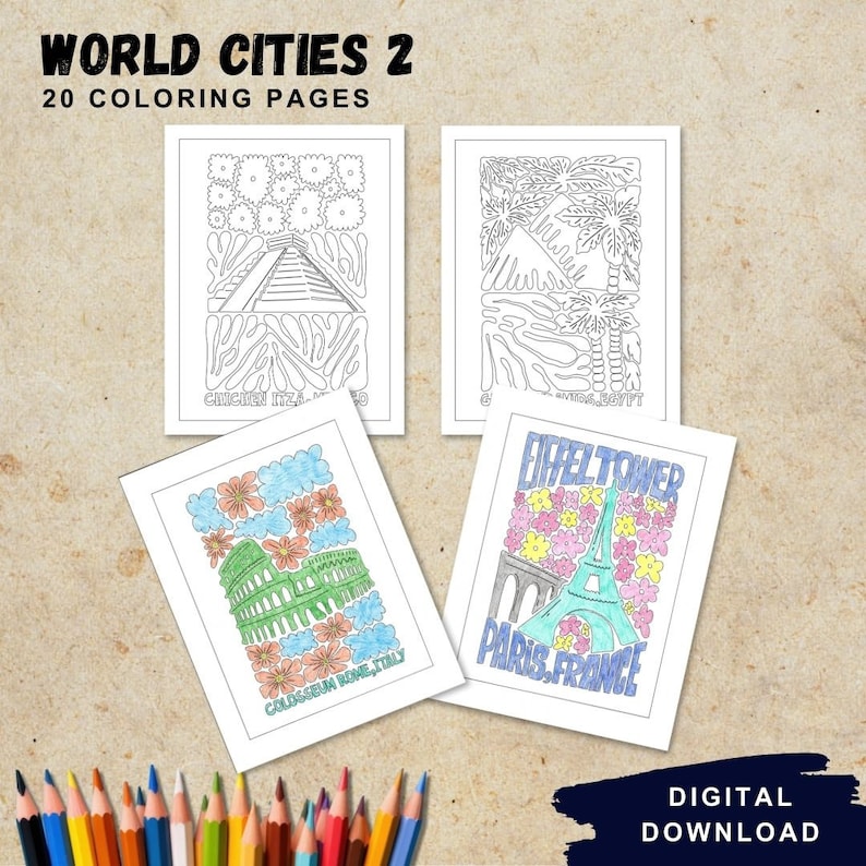 World Cities (part 2) Coloring Pages for Adults, Coloring Pages for ...
