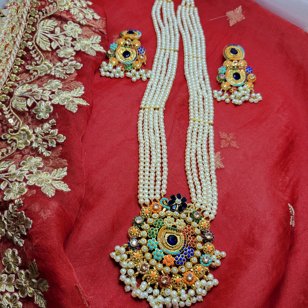 Navrattan Mala Set Floral Shaped in Most Iconic Stone Colors, Royal ...