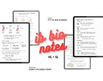 IB HL Bio Unit 8 Notes - Achieved a 7/7 Using These!!! | Notes ...