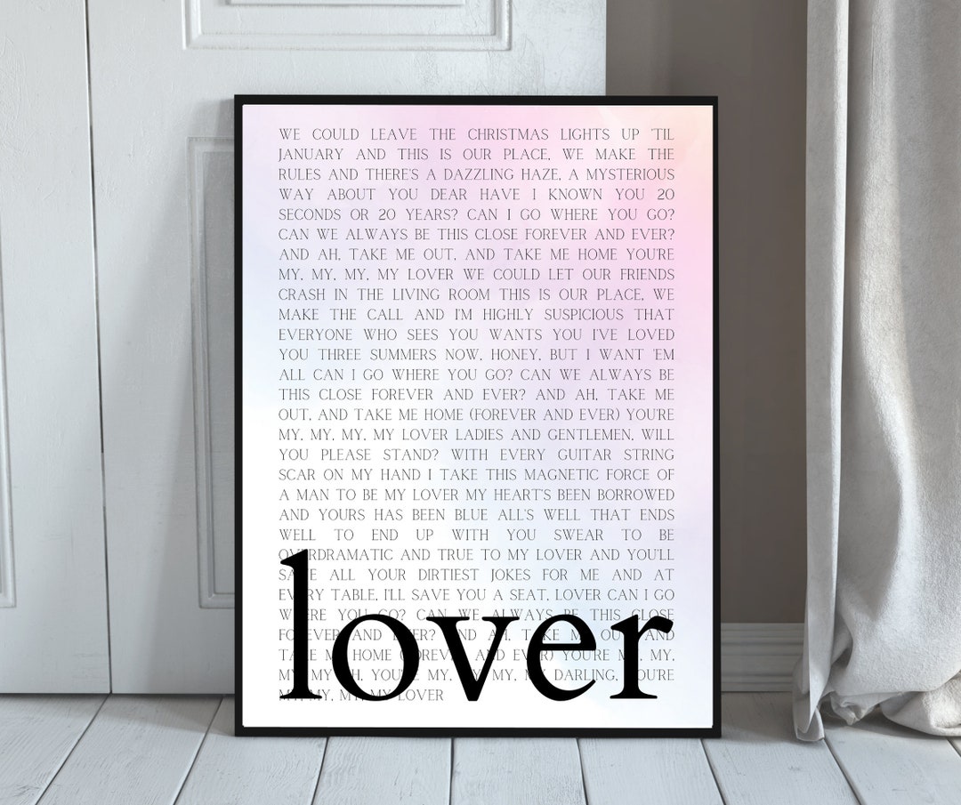Lover Lyric Printable, Taylor Swift Poster, Lover Era Album Art ...