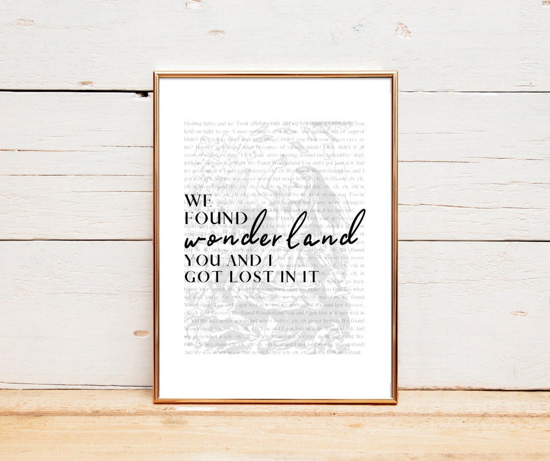 Wonderland Lyric Print, Taylor Swift Lyric Poster, 1989 Album Art ...
