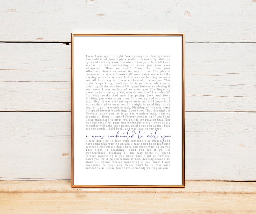 Enchanted Taylor Swift Lyric Printable, I Was Enchanted to Meet You ...