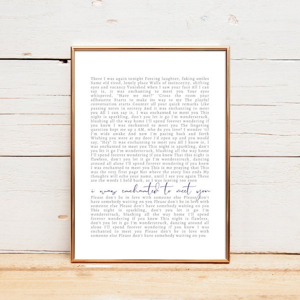 Enchanted Lyrics Poster - Etsy
