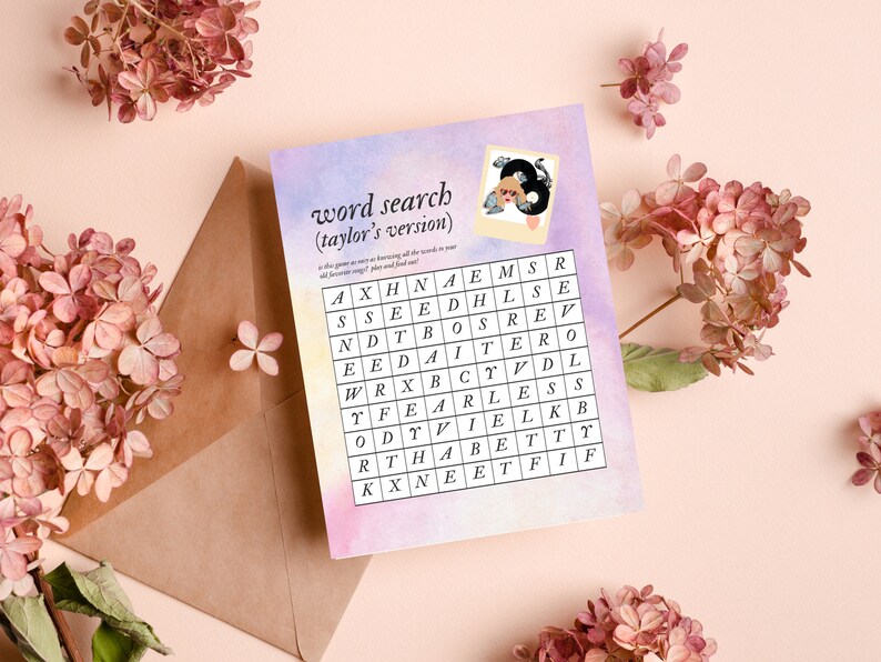 Taylor Swift Word Search Game Instant Download Themed - Etsy