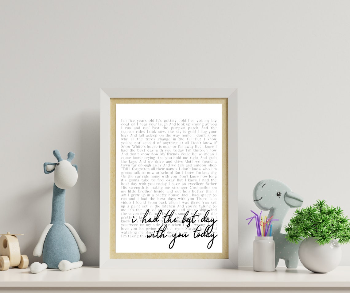 Best Day Song Printable, Taylor Swift Lyric Poster, Fearless Taylors ...