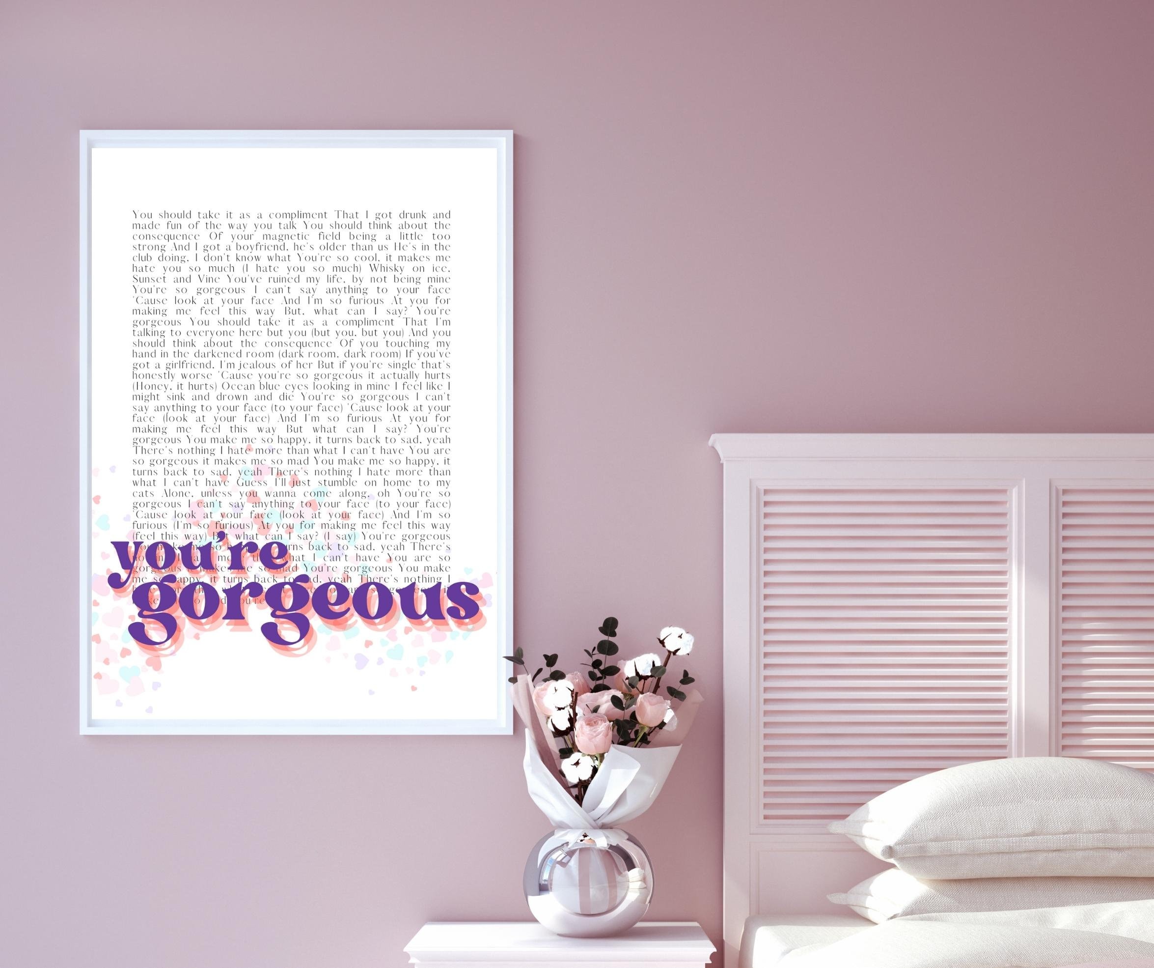 Taylor Swift Gorgeous Print, Lyric Poster, Reputation Album Art ...