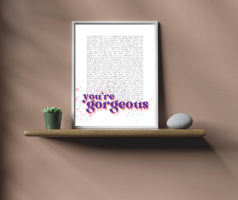 Taylor Swift Gorgeous Print, Lyric Poster, Reputation Album Art ...
