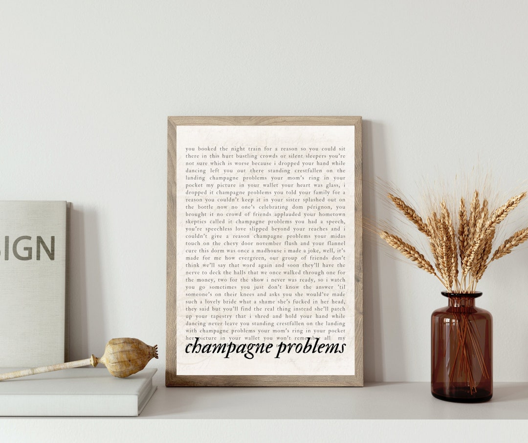 Champagne Problems Lyric Printable, Taylor Swift Lyric Poster, Evermore ...