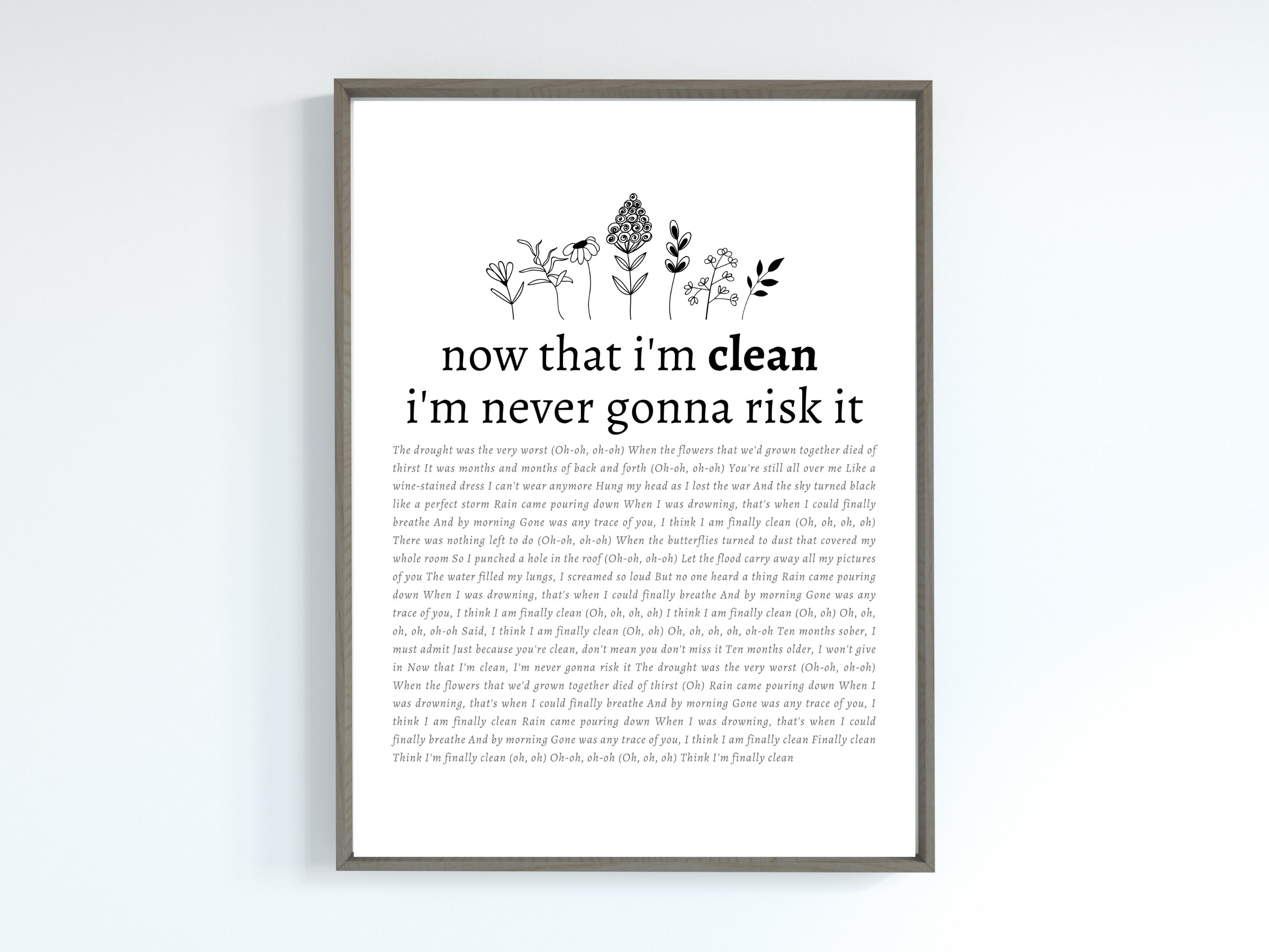 Clean Taylor Swift Lyric Digital Print, 1989 Album, Swiftie Gift, Clean ...