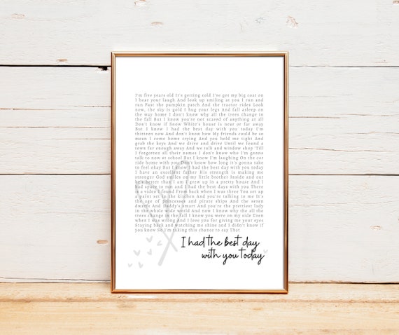 The Best Day Taylor Swift Lyric Printable Fearless Album | Etsy