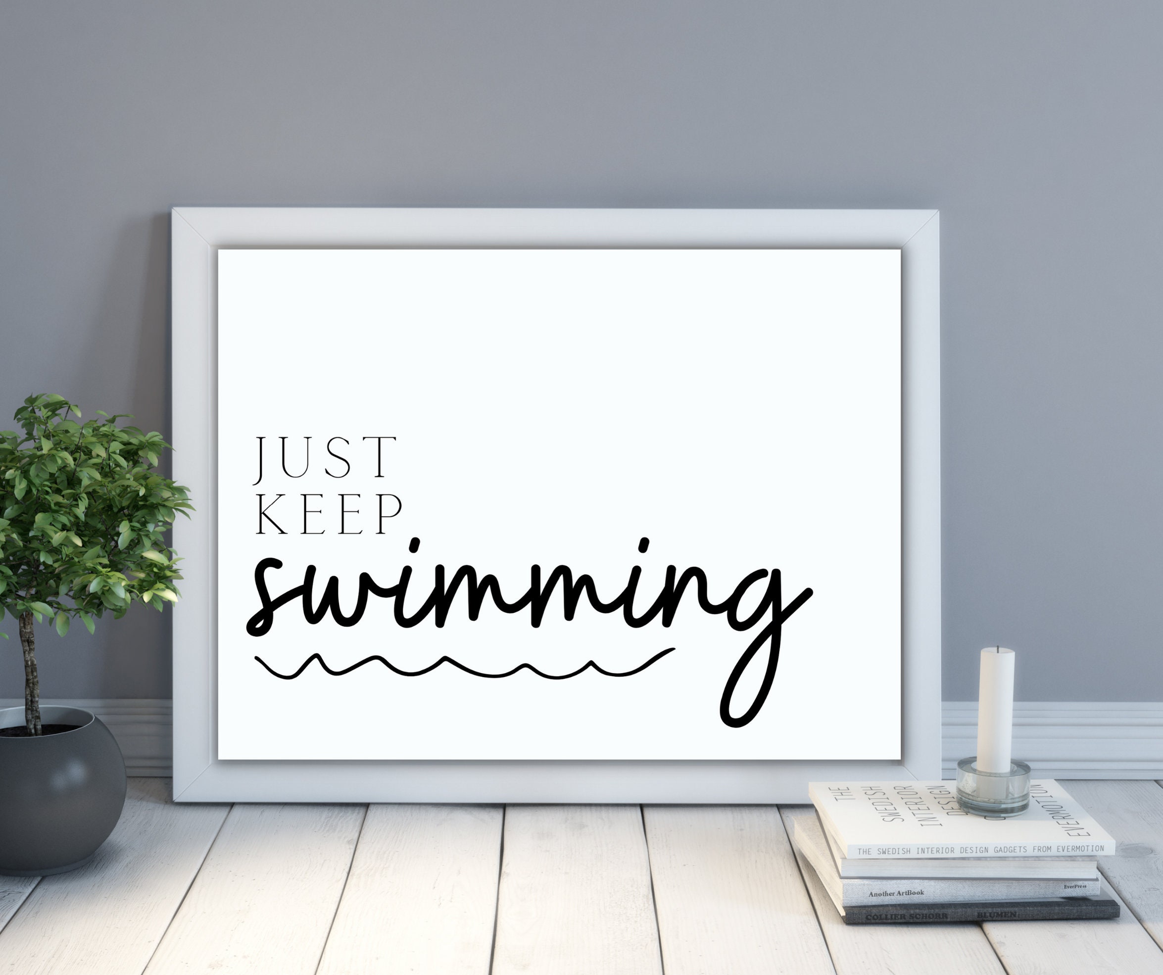 Just Keep Swimming Quote Printable Finding Nemo Finding - Etsy