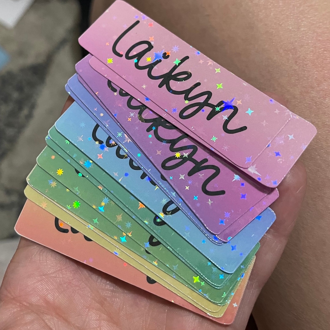 Custom Name Stickers Holographic Daycare Labels Matte Vinyl Stickers ...