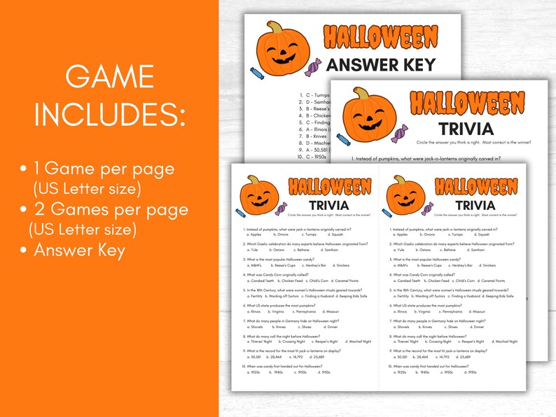 Halloween Trivia Game, Halloween Party Game, Classroom Halloween Party ...