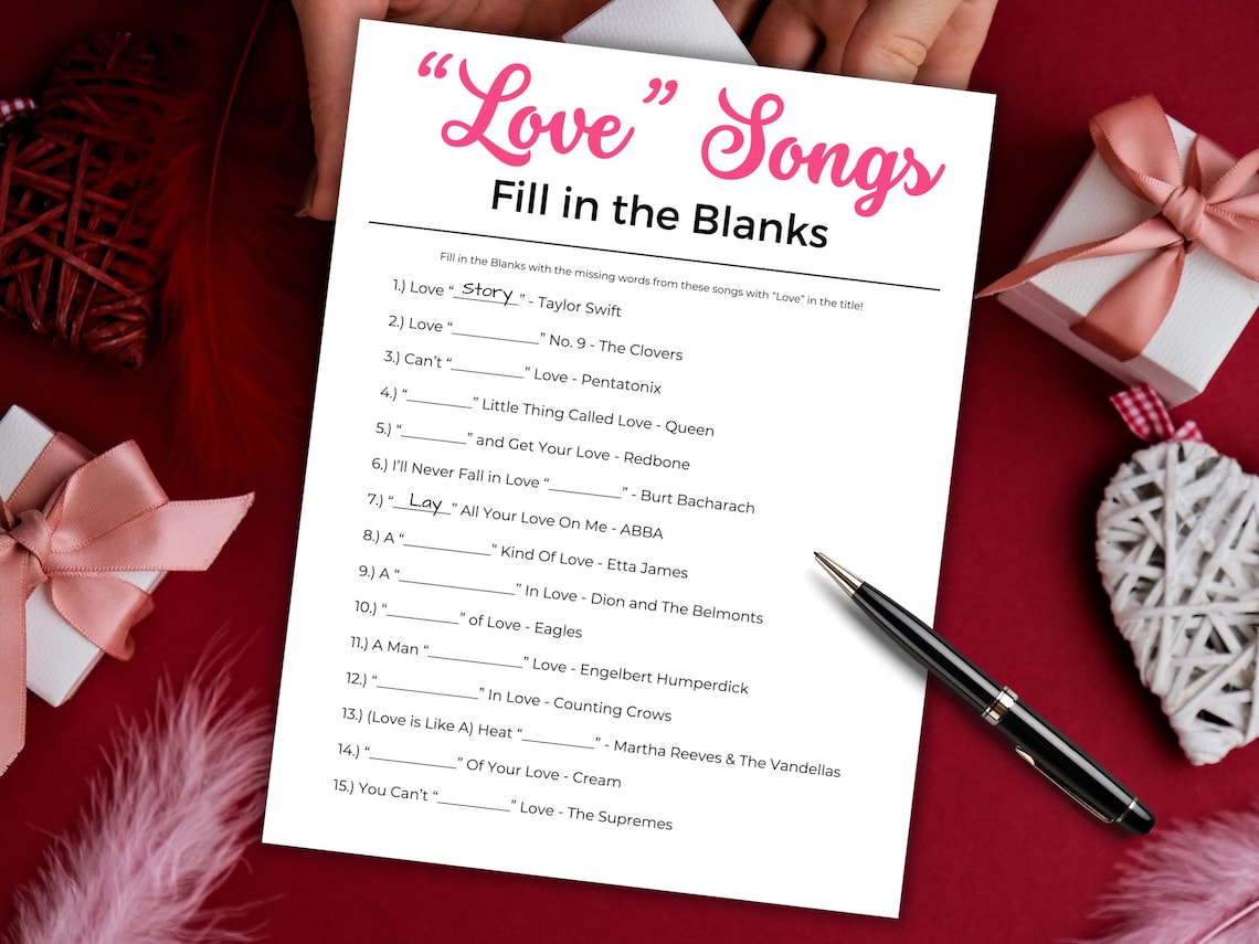 Love Song Game, Fill in the Blanks Game, Music Trivia Game, Guess the ...