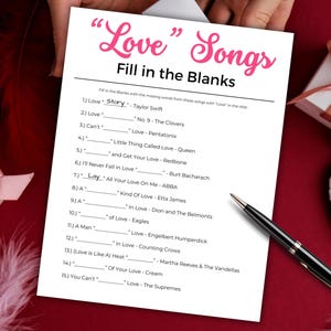 Love Song Game, Fill in the Blanks Game, Music Trivia Game, Guess the ...