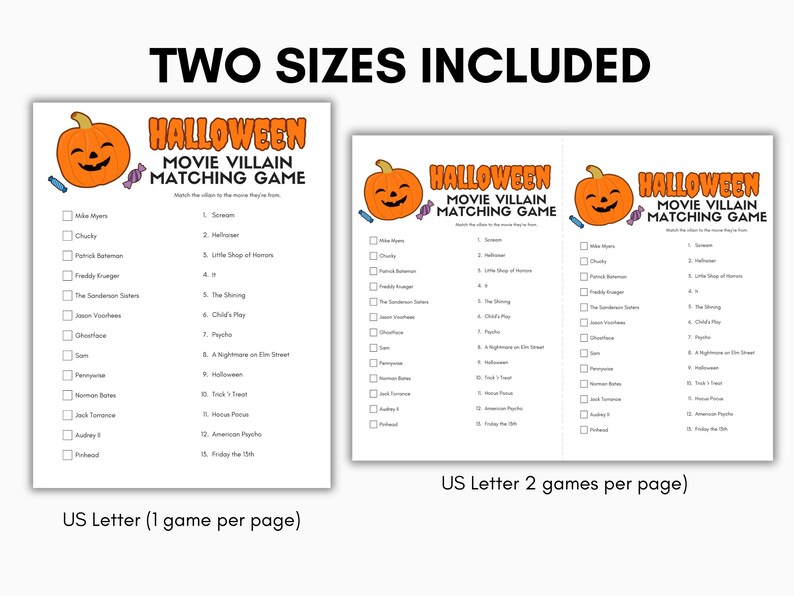 Halloween Matching Game, Horror Movie Game, Scary Movie Match ...