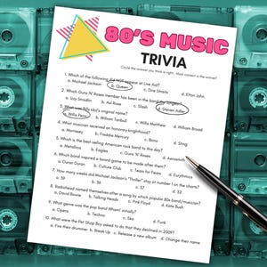 80s Music Trivia Game, 80s Trivia Quiz, 80s Party Games, Retro Birthday ...