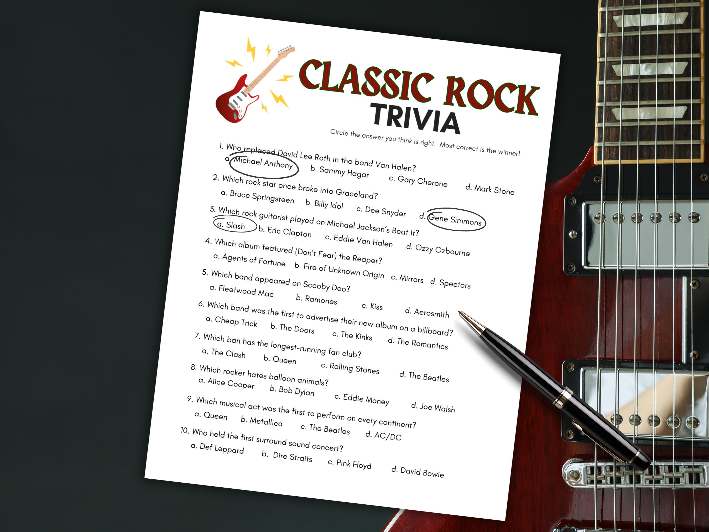 Classic Rock Music Trivia, Music Trivia Game, Music Trivia Quiz, 80s ...