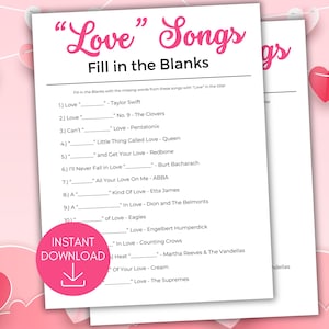Love Song Game, Fill in the Blanks Game, Music Trivia Game, Guess the ...