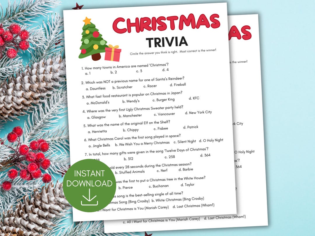 Christmas Trivia Games, Holiday Trivia, Holiday Party Game, Office ...