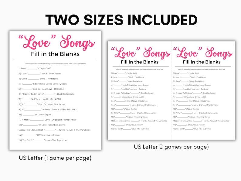 Love Song Game, Fill in the Blanks Game, Music Trivia Game, Guess the ...