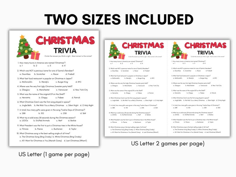 Christmas Trivia Games, Holiday Trivia, Holiday Party Game, Office ...