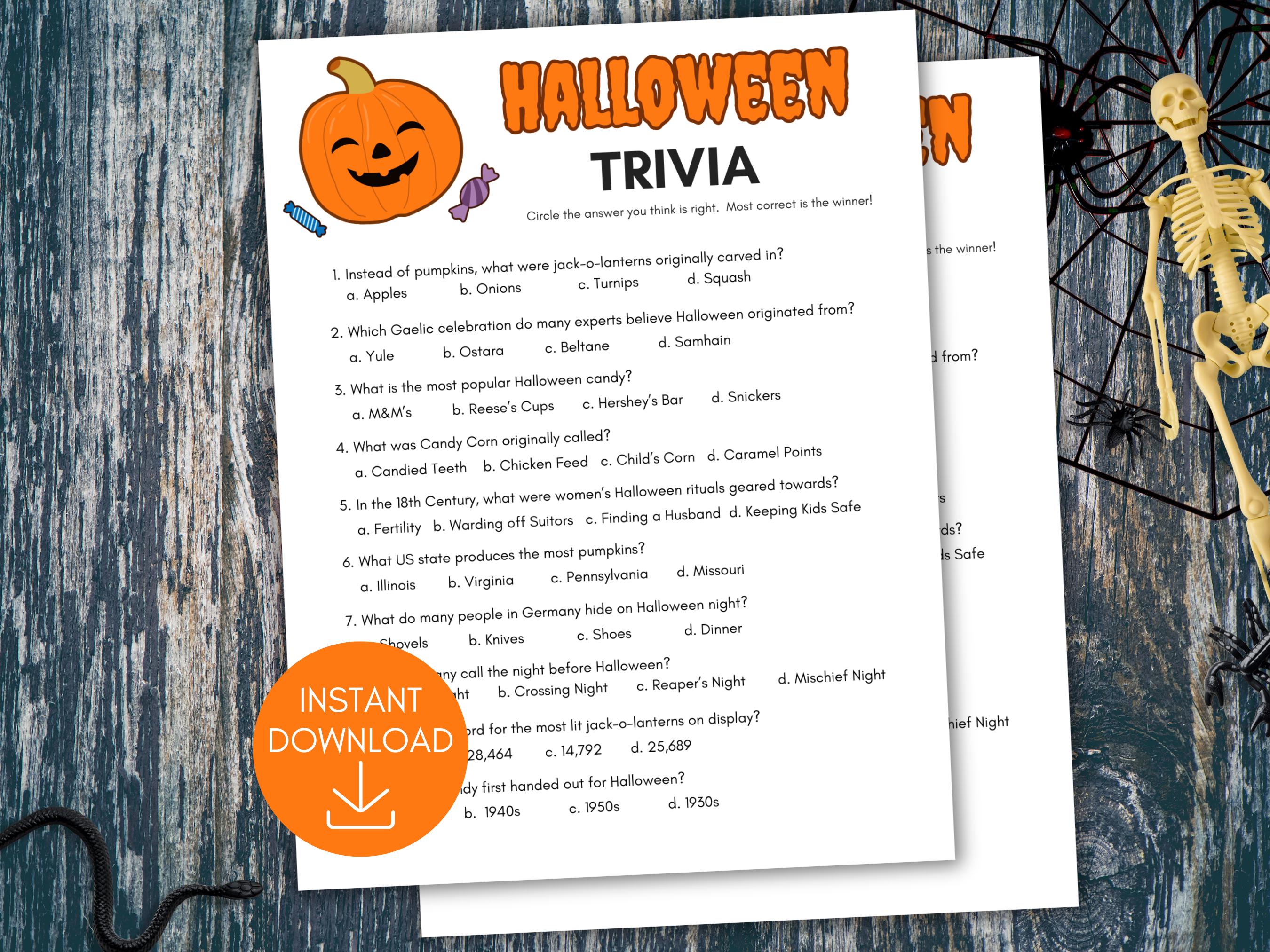 Halloween Trivia Game, Halloween Party Game, Classroom Halloween Party ...