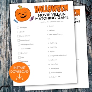 Halloween Matching Game, Horror Movie Game, Scary Movie Match ...