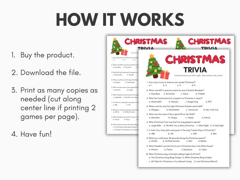 Christmas Trivia Games, Holiday Trivia, Holiday Party Game, Office ...