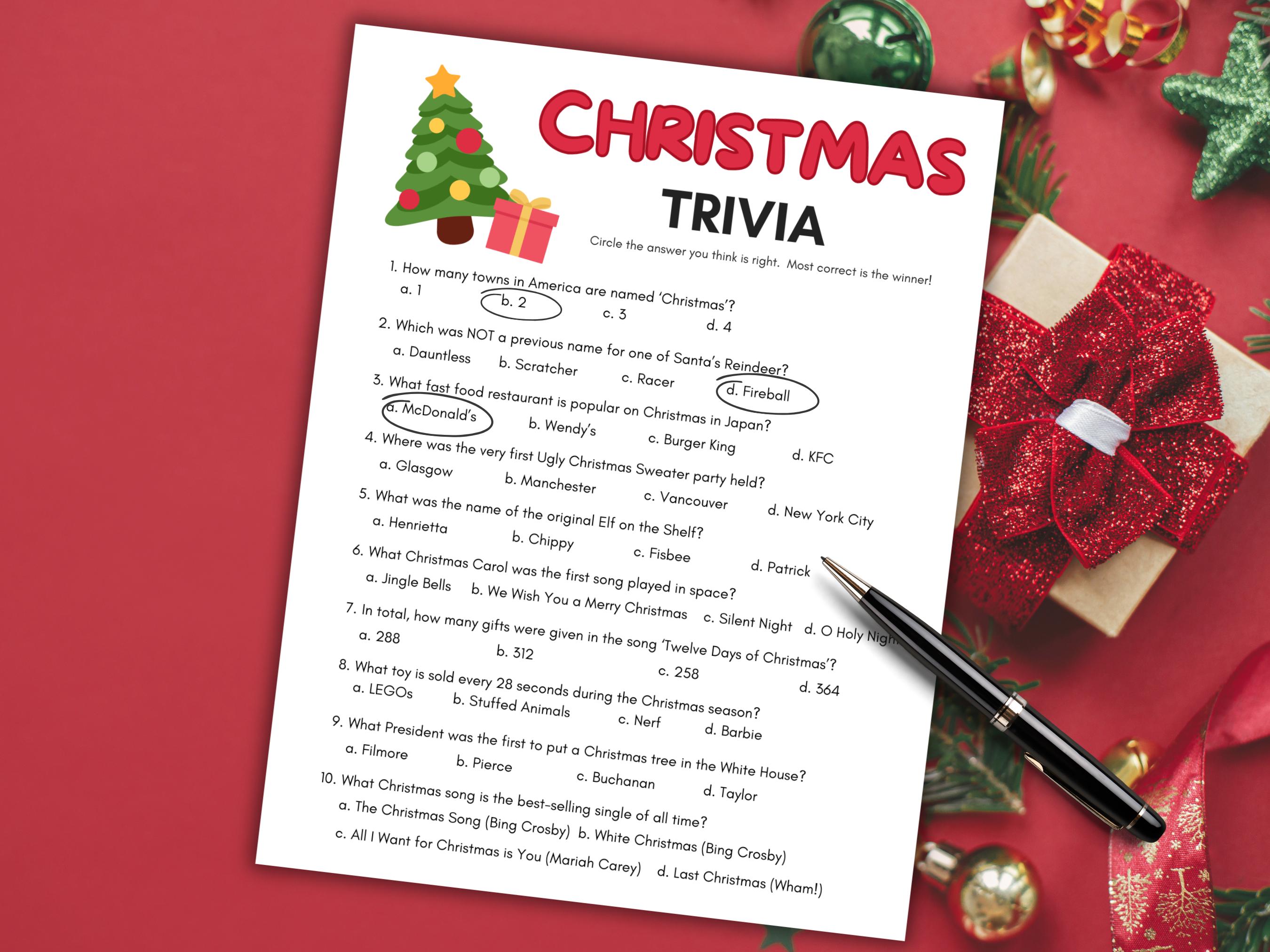 Christmas Trivia Games, Holiday Trivia, Holiday Party Game, Office ...