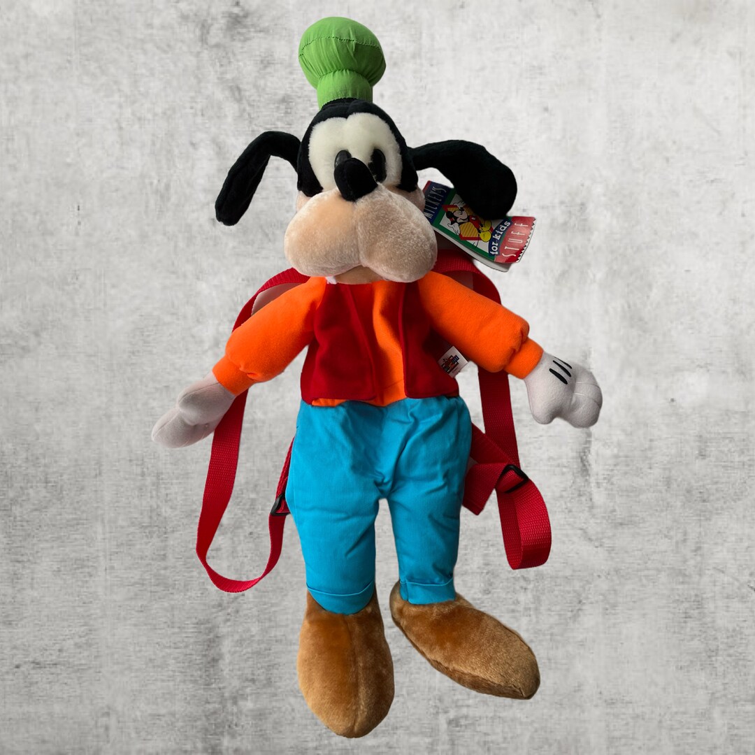 DISNEY Goofy Vintage Plush Backpack With Zippered Pocket Retro Cartoon ...
